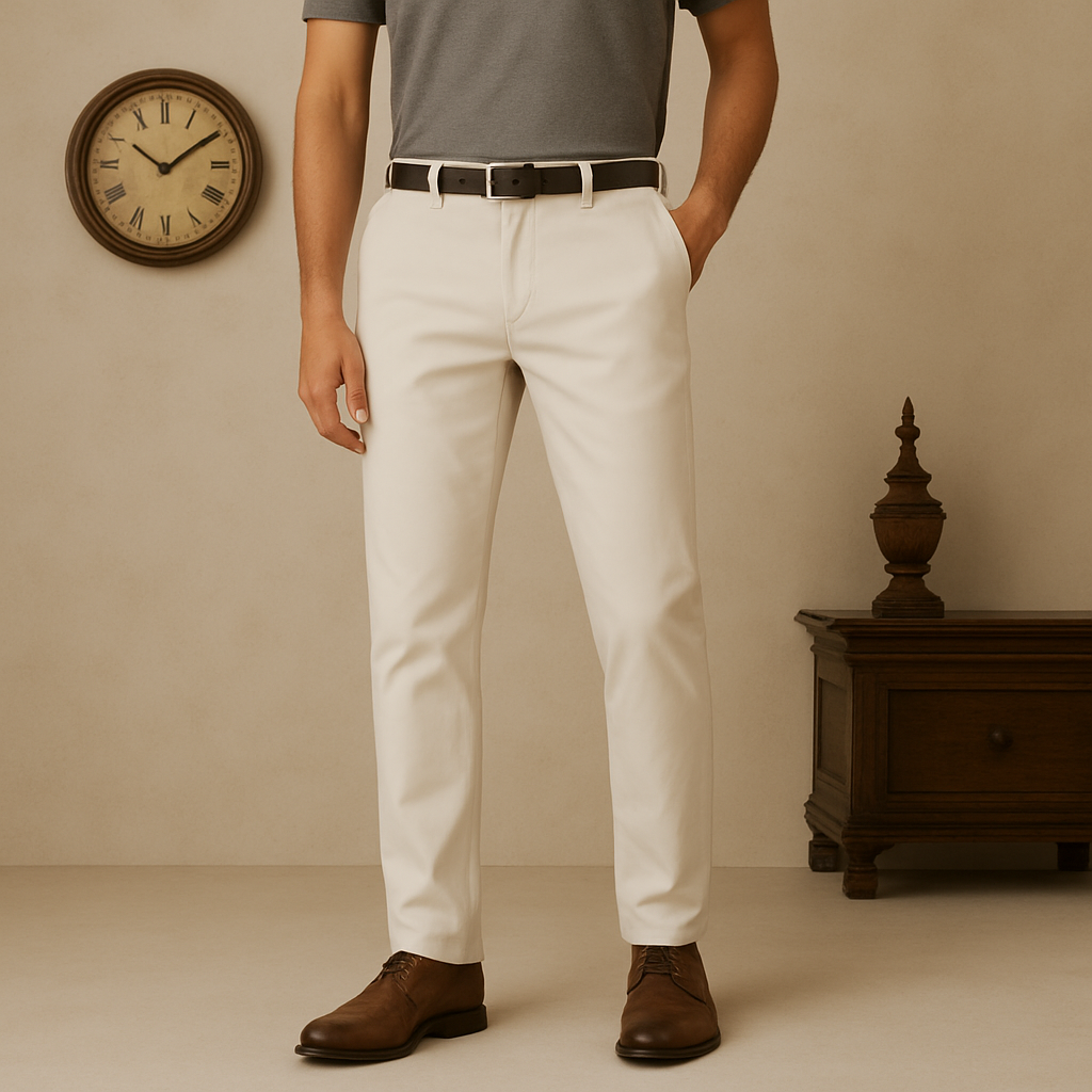 Cream White Cotton Chinos Pant – Mercado